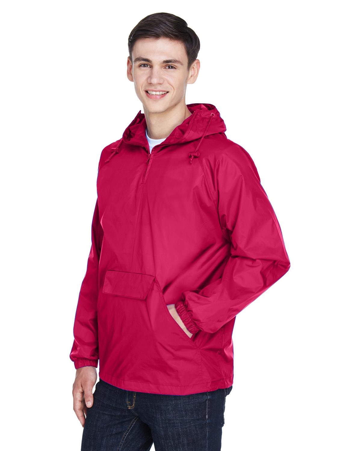 UltraClub Adult Quarter-Zip Hooded Pullover PackAway Jacket - 8925